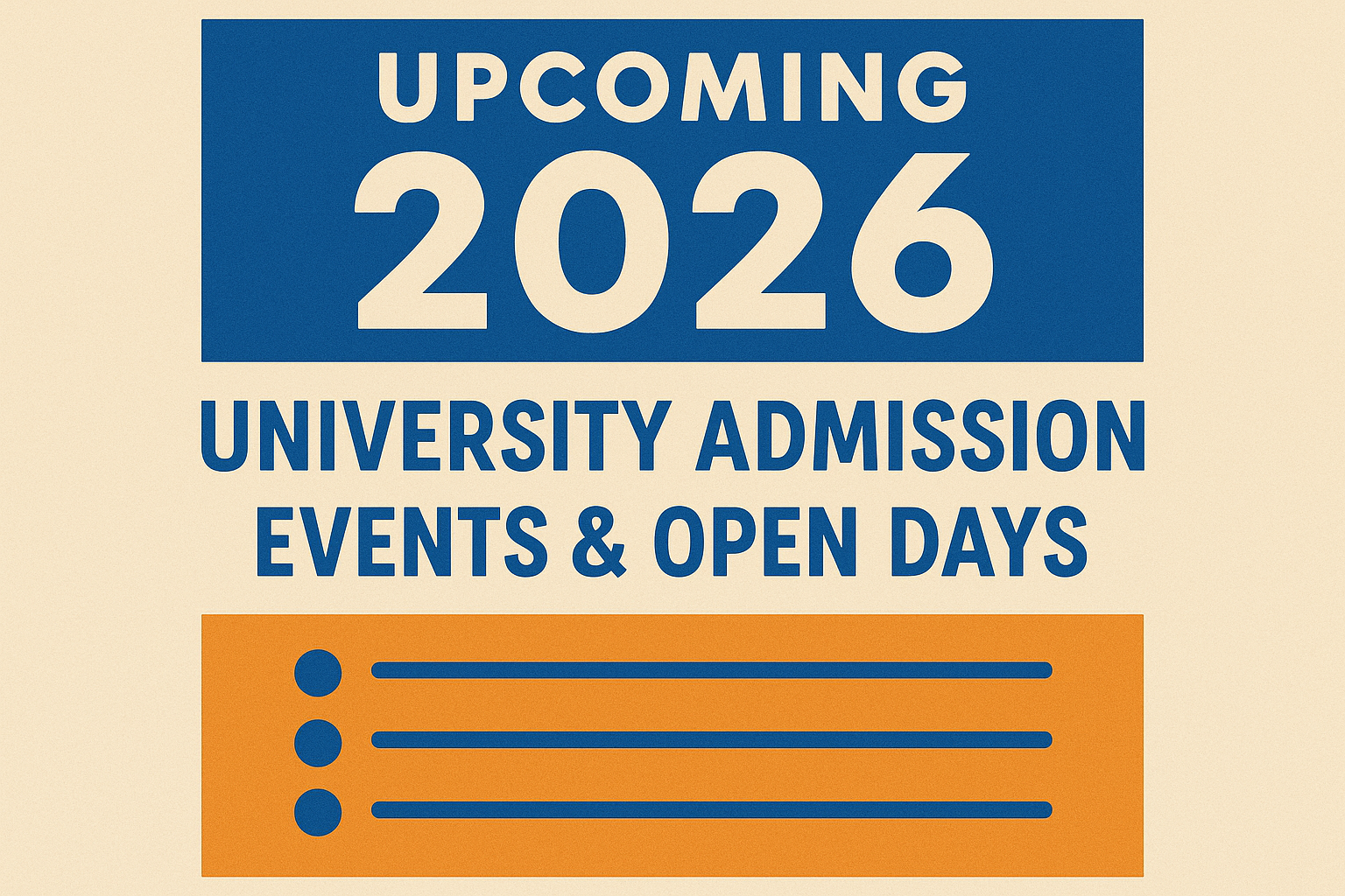 Upcoming 2026 University Admission Events & Open Days